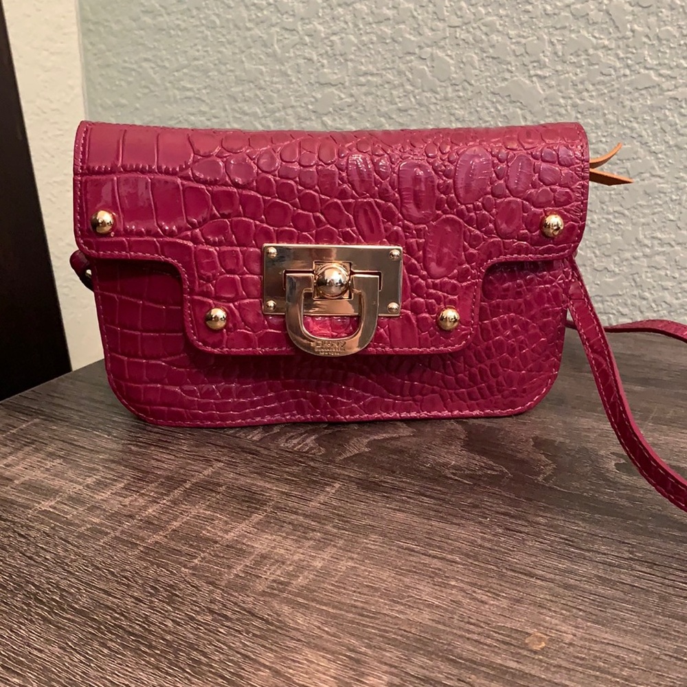 Dkny Red Croc Pattern Crossbody Bag - Gem